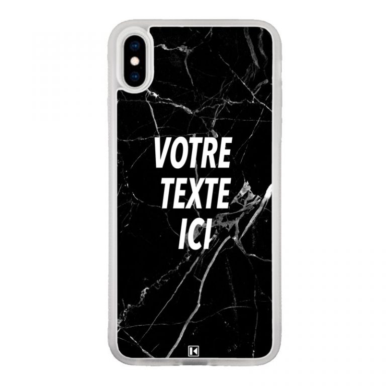 Coque Collection Personnalisable - Marbre Noir + Texte Horizontal ...
